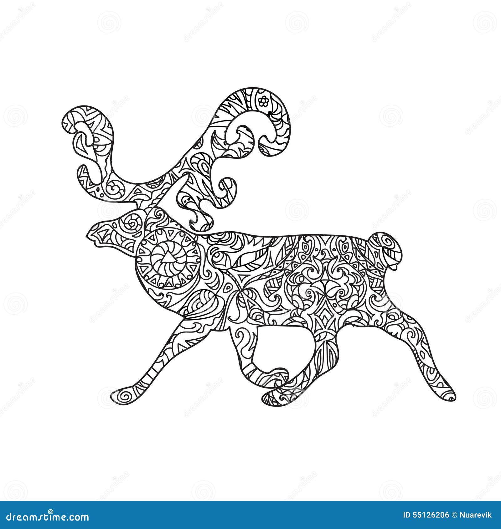Deer tribal zentangle stock illustration. Illustration of tribal - 55126206