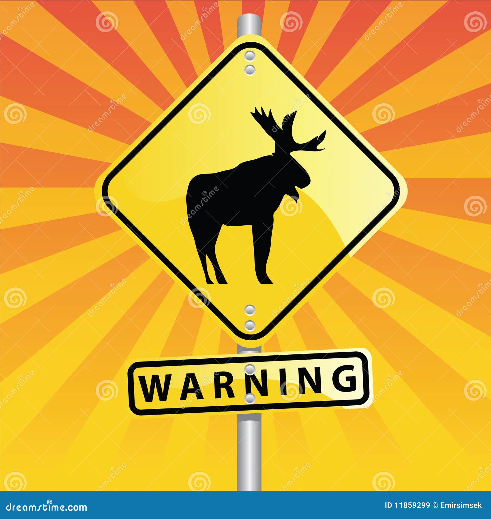 Deer Warning stock vector. Illustration of vehicle, drive - 11859299