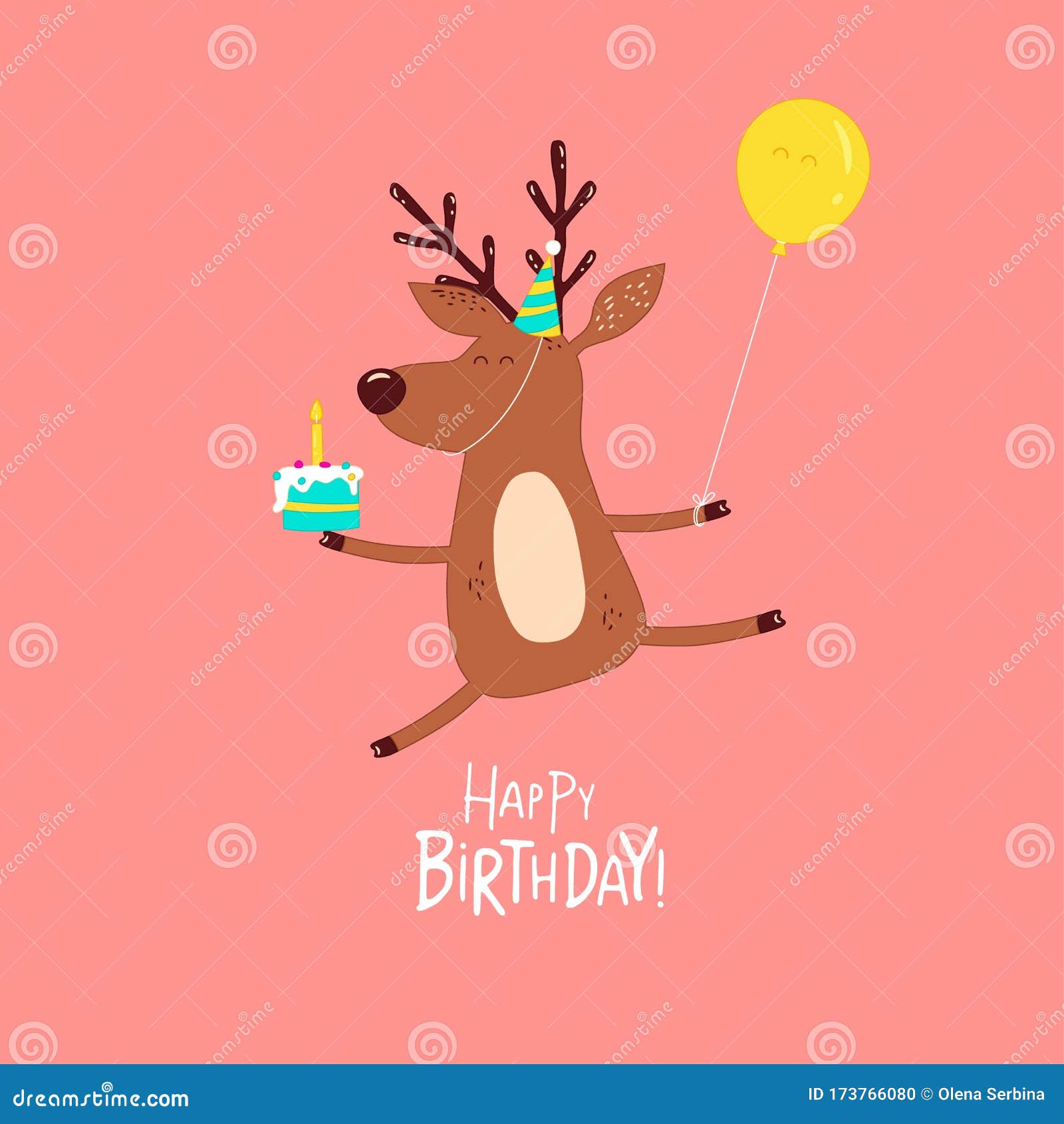 Deer Wishes a Happy Birthday. Vector Graphics. Stock Illustration ...