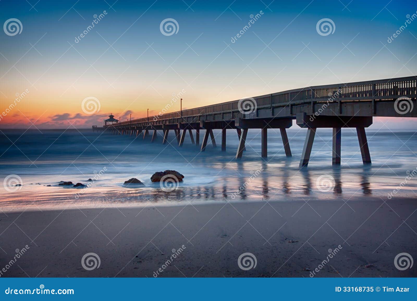 Deerfield Beach Pier stock image. Image of florida, sunset - 33168735