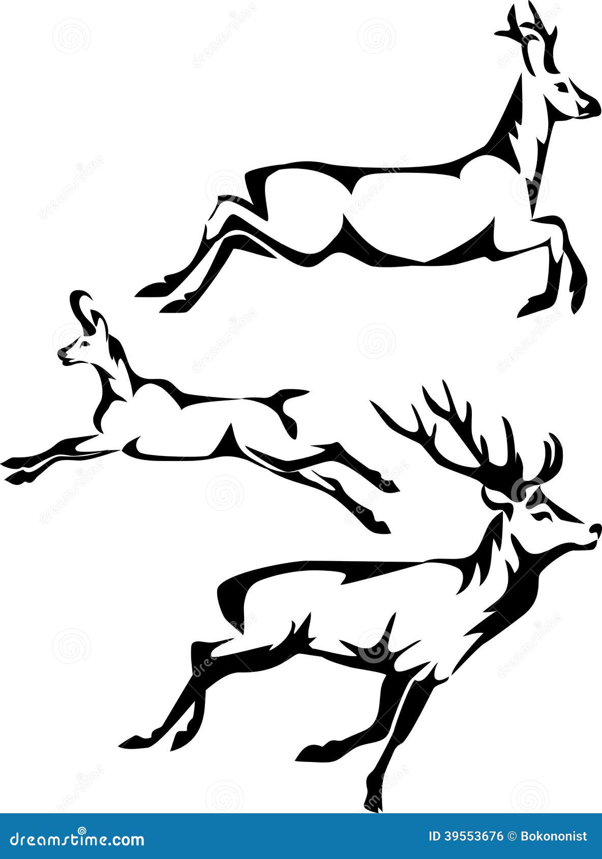 Deers stock vector. Illustration of deer, male, symbol - 39553676