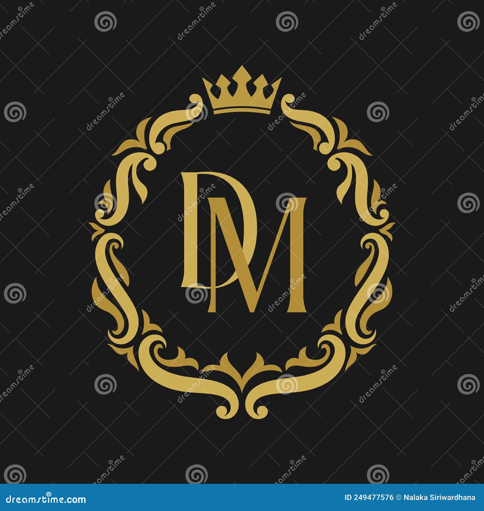 DM Letter Gold Floral Vintage Logo Template. Stock Vector ...