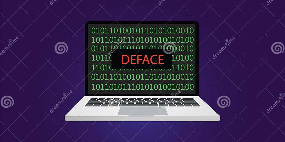 Deface Website Hacking Concept Illustration with Laptop or Notebook ...
