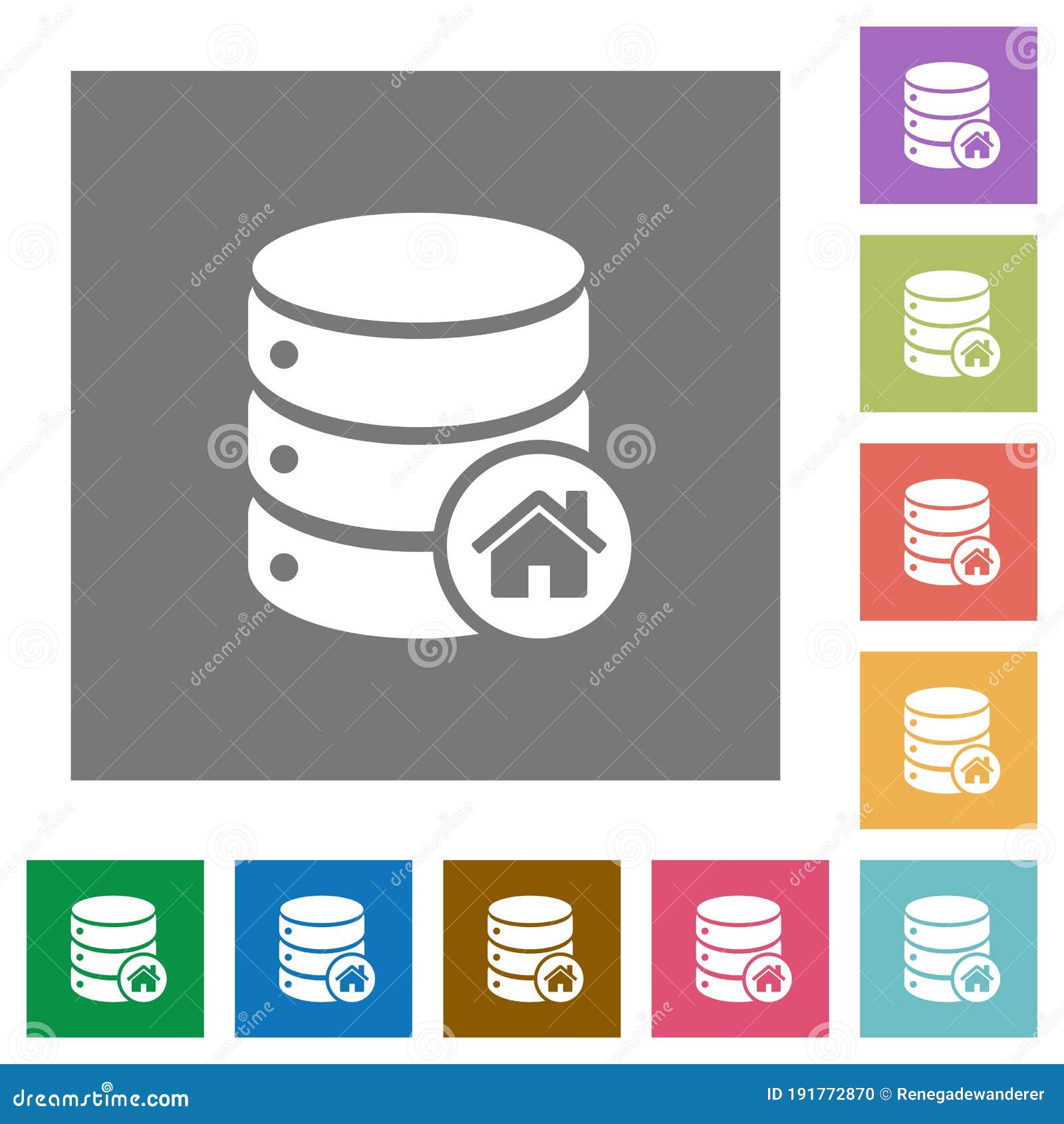 Default Database Square Flat Icons Stock Vector - Illustration of ...