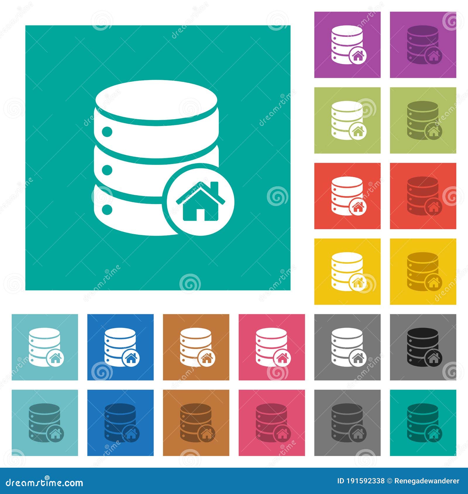 Default Database Square Flat Multi Colored Icons Stock Vector ...