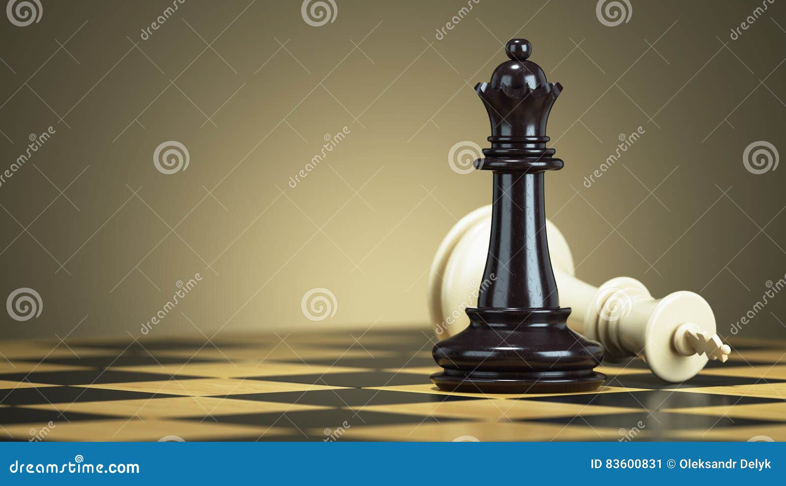 Defeat Chess King from a Black Queen on a Chessboard Stock Illustration ...