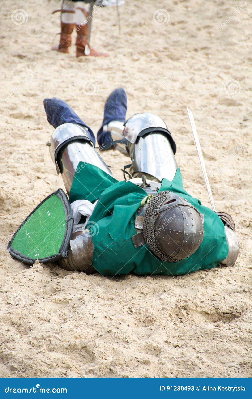 Defeated Knight in Armor on Sand Stock Image - Image of armour, guard ...