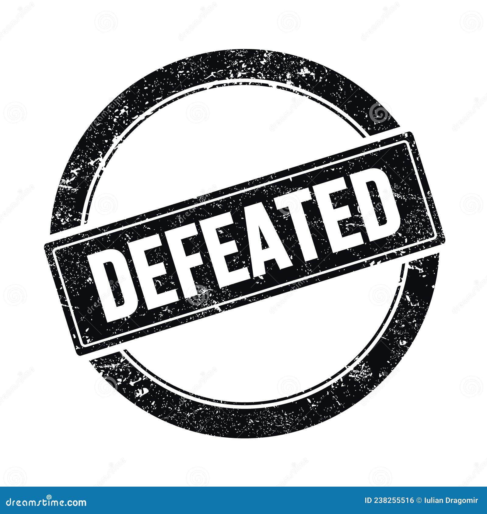 DEFEATED Text on Black Grungy Round Stamp Stock Illustration ...