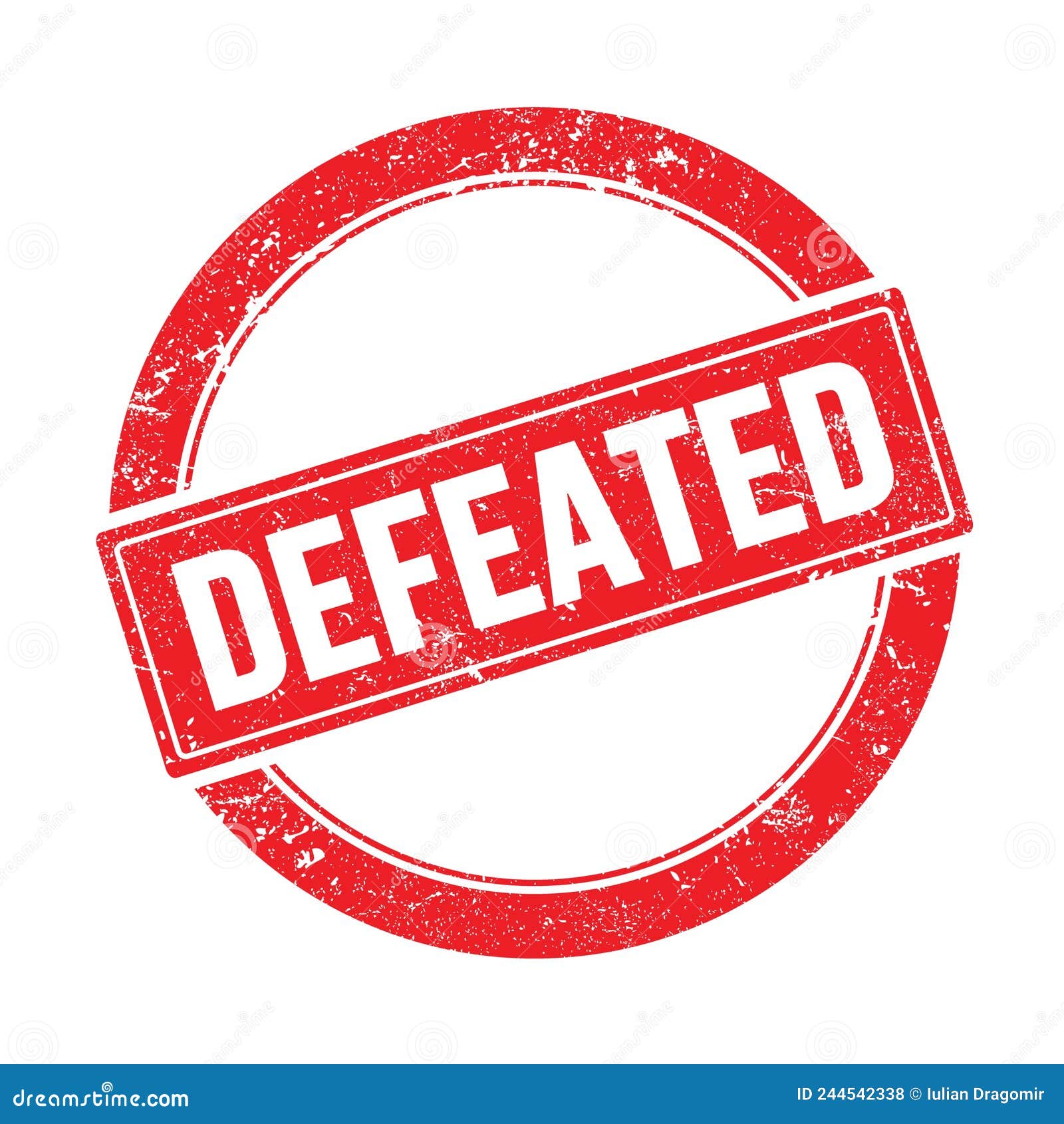DEFEATED Text on Red Grungy Round Stamp Stock Illustration ...