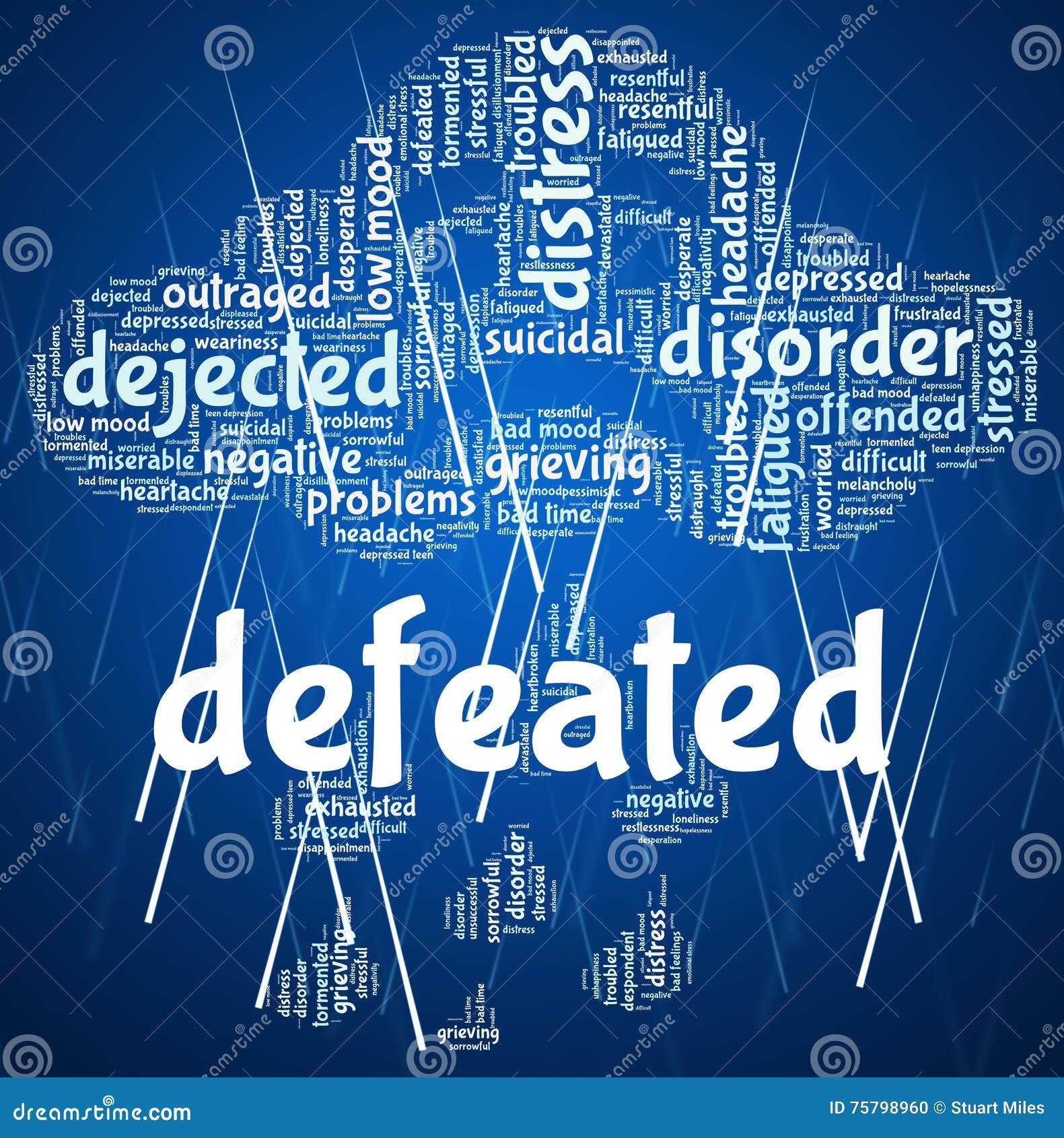 Defeated Word Represents Text Overpower and Trounce Stock Illustration ...