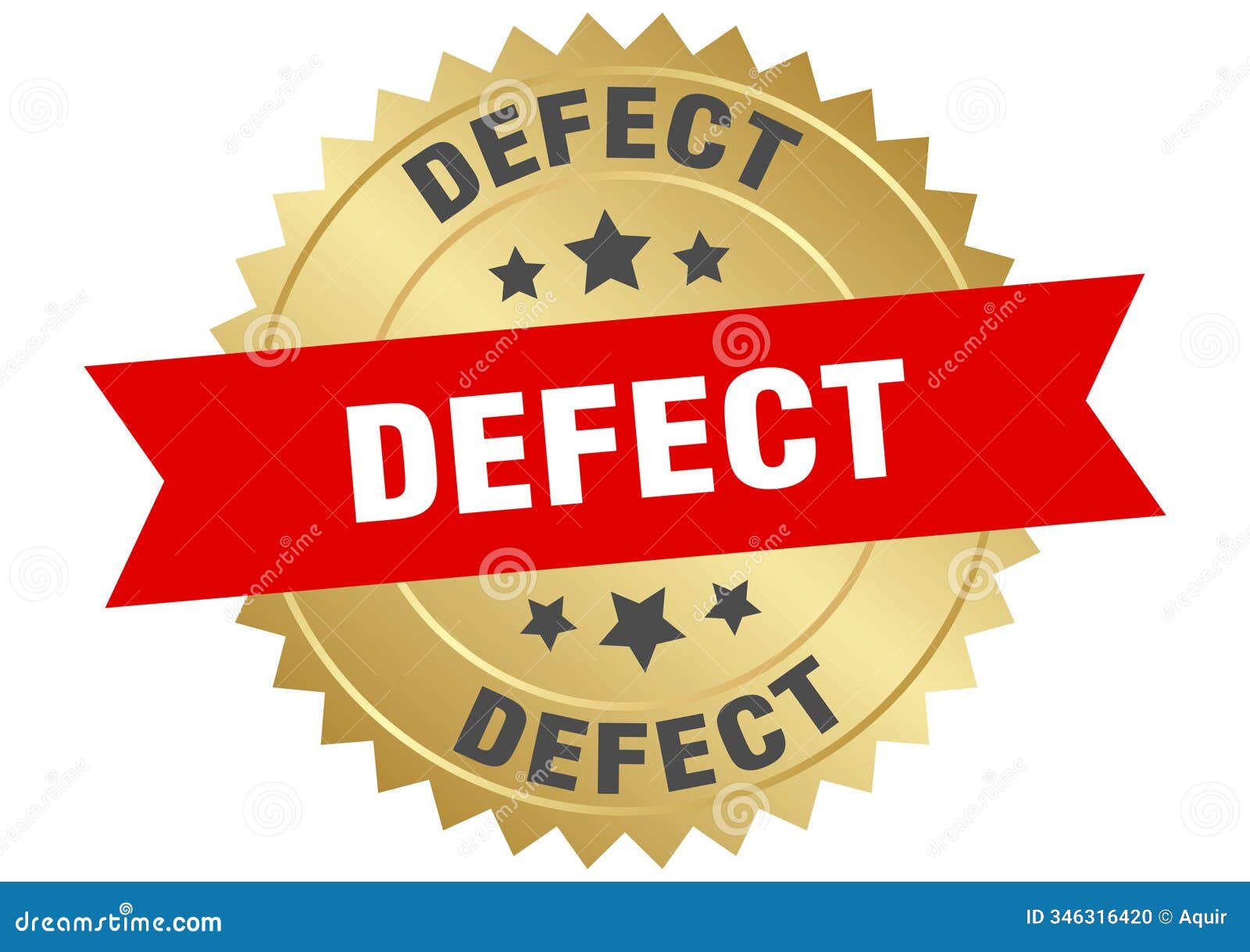 Defect. Defect Round Red And Gold Label Isolated On Transparent ...