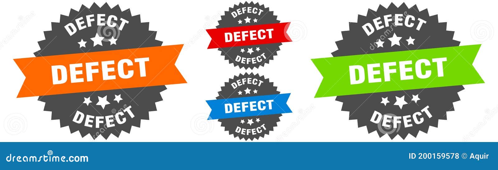 Defect Sign. Round Ribbon Label Set. Seal Stock Vector - Illustration ...