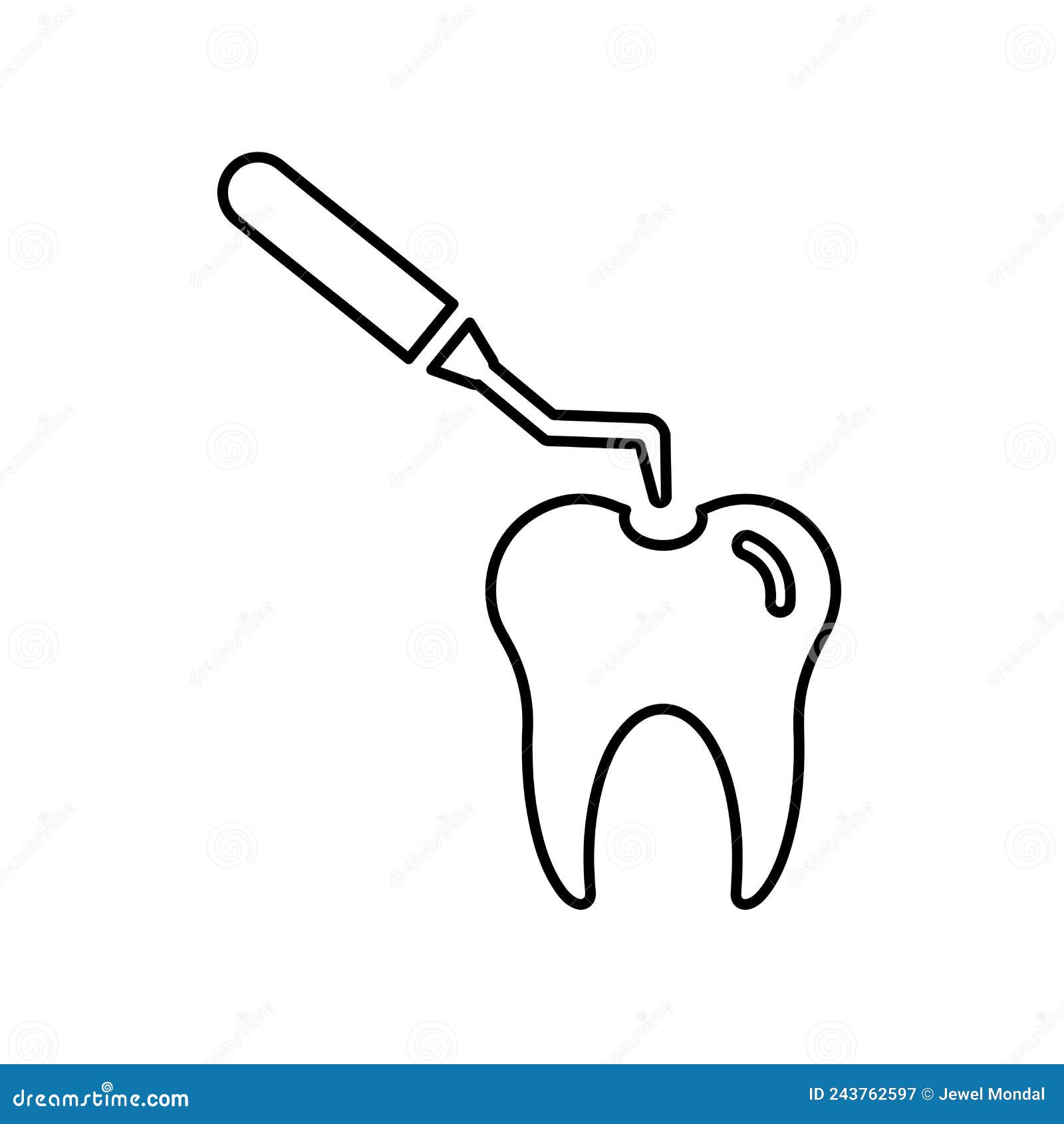 Defect, Treatment Tooth Outline Icon. Line Vector Design Stock Vector ...