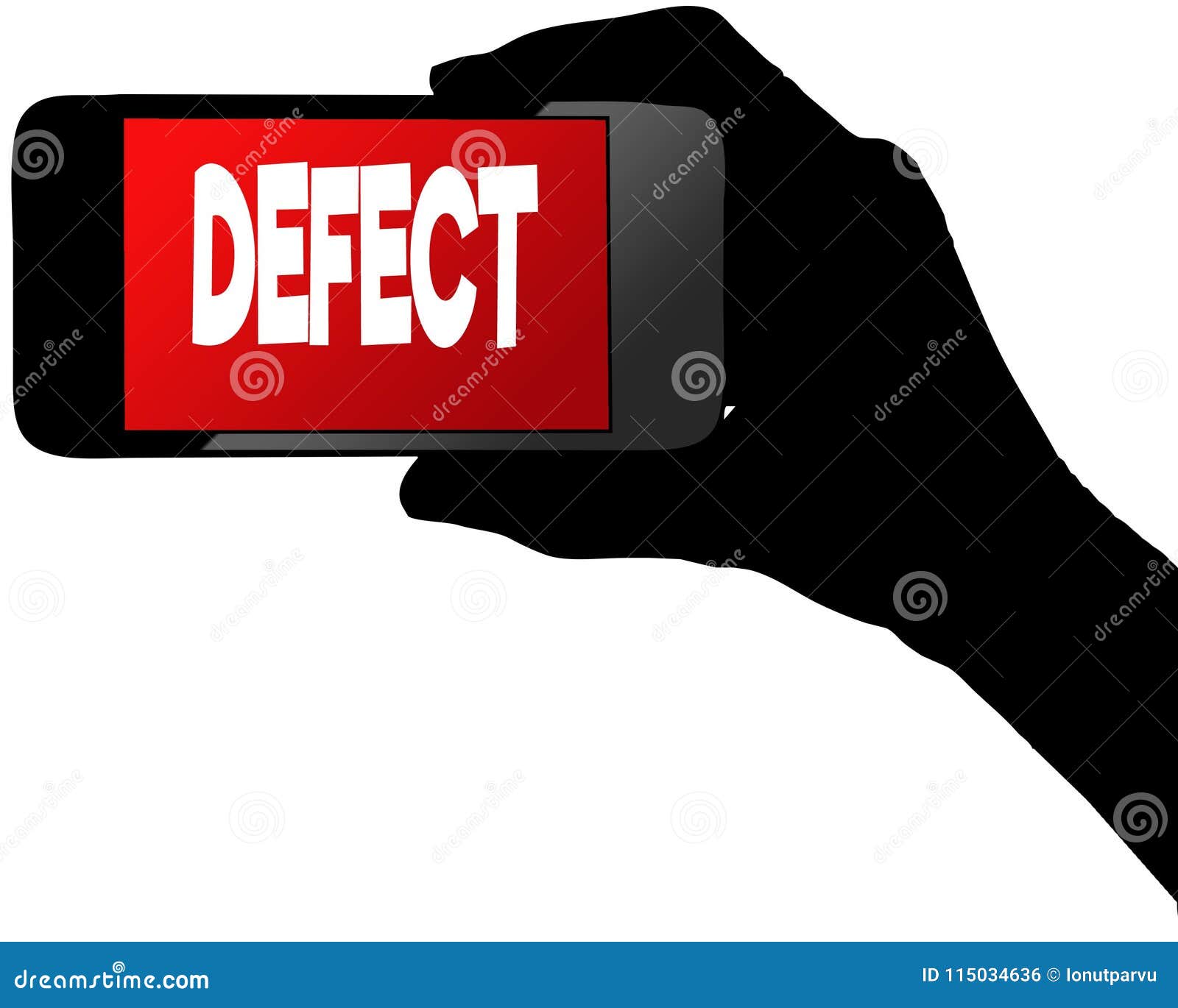 DEFECTO En La Pantalla Roja Del Smartphone Stock de ilustración ...