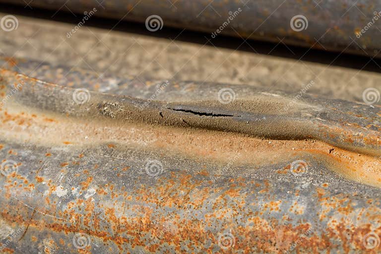 Defects on the steel pipe stock image. Image of power - 56681597