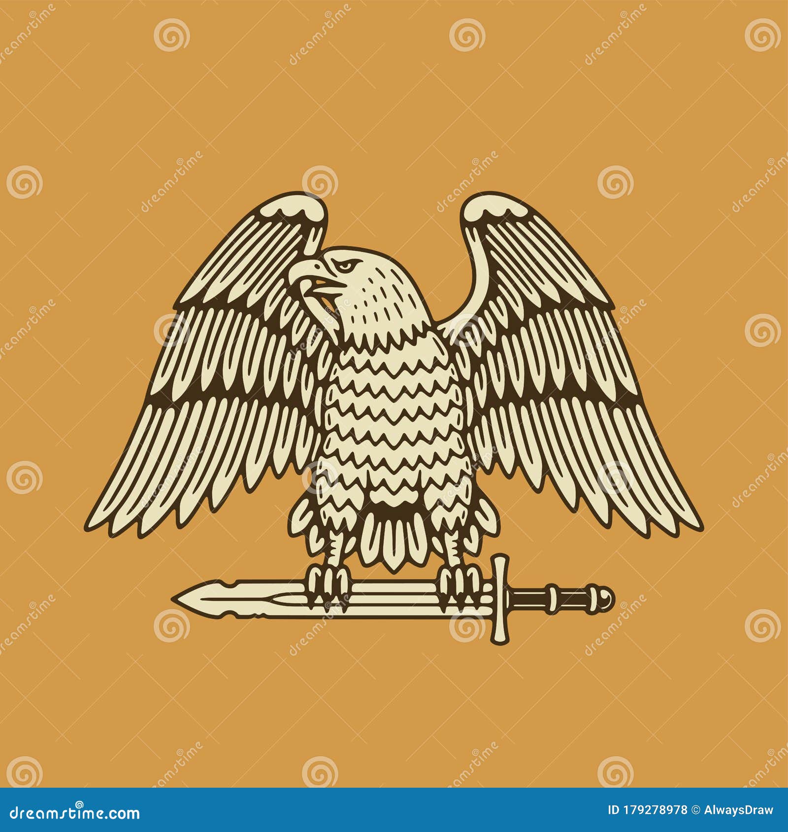 DEFENDER EAGLE with SWORD COLOR Stock Vector - Illustration of mascot ...