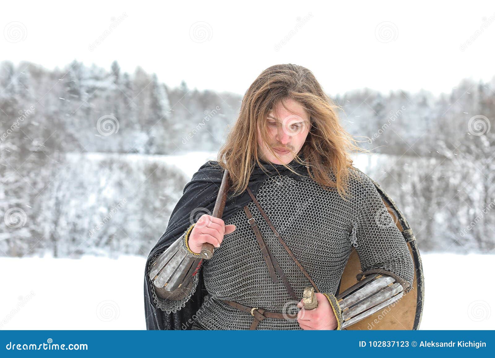 Defender the Young Warrior in Mail Armor Stock Image - Image of mail ...
