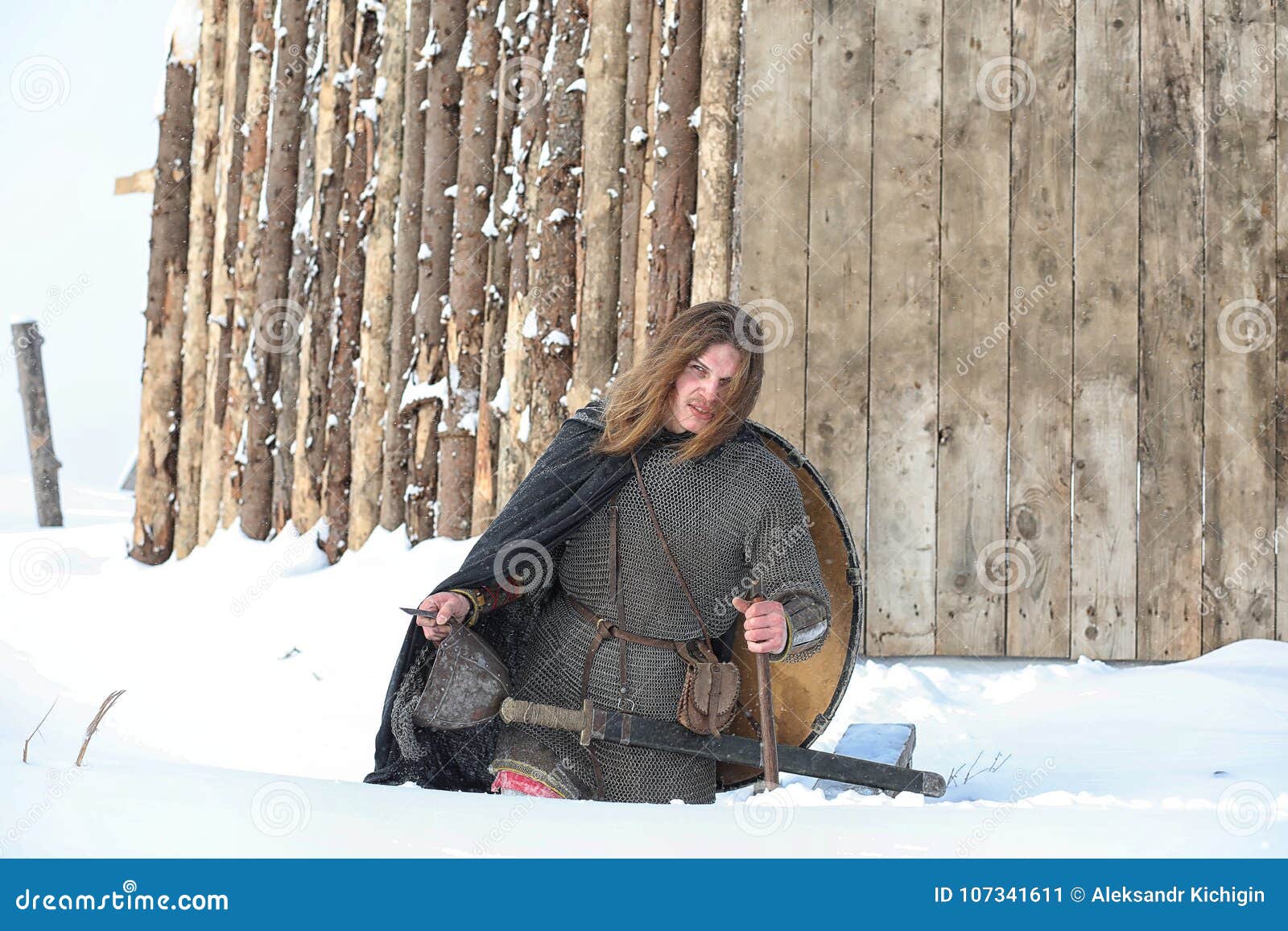 Defender the Young Warrior in Mail Armor Stock Image - Image of iron ...