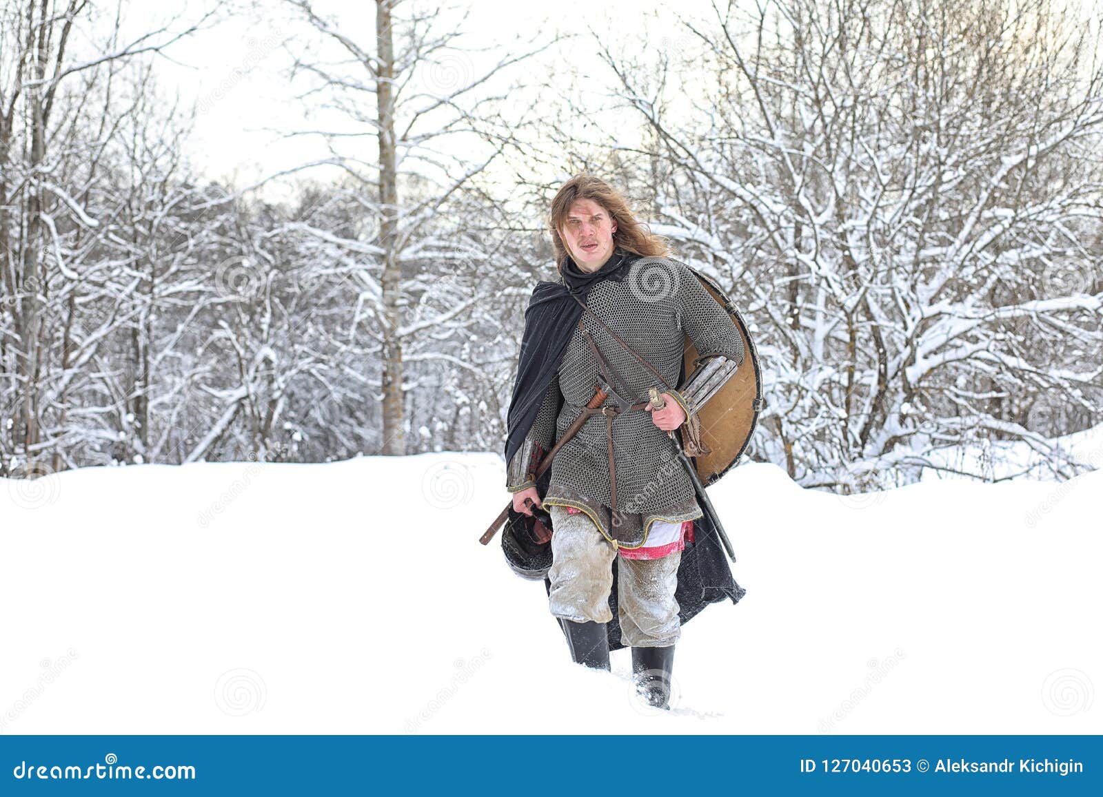 Defender the Young Warrior in Mail Armor Stock Image - Image of human ...