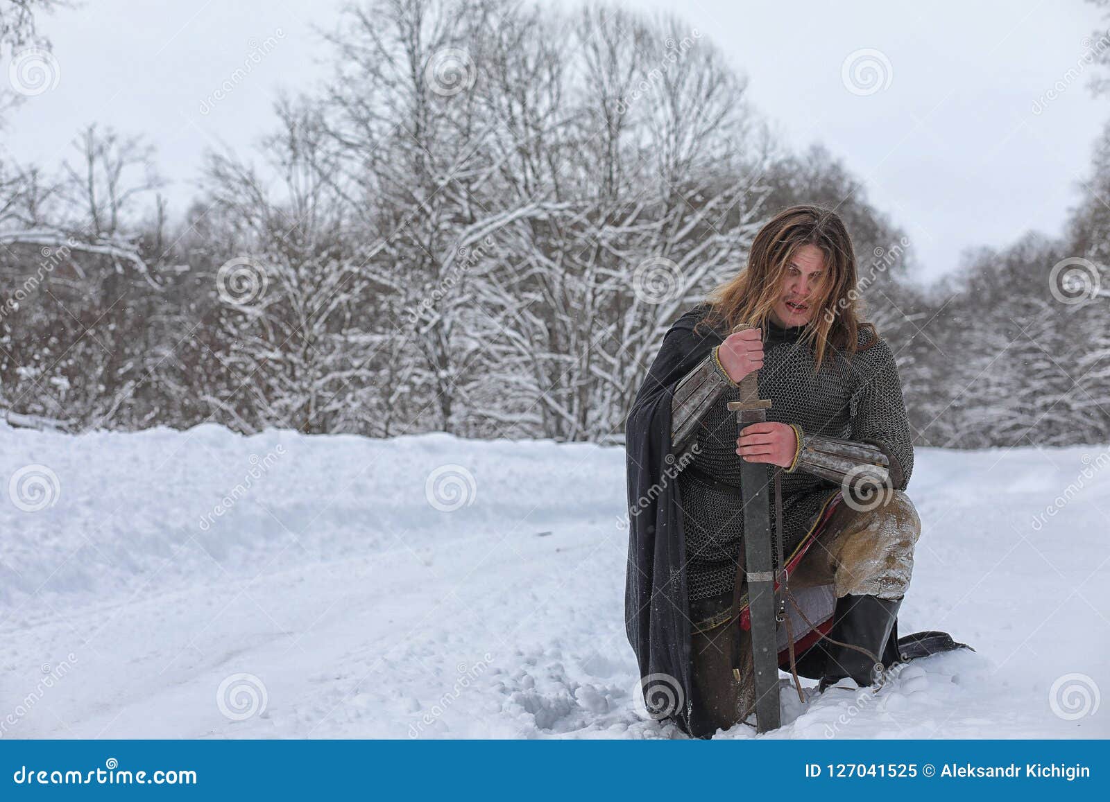 Defender the Young Warrior in Mail Armor Stock Image - Image of ...