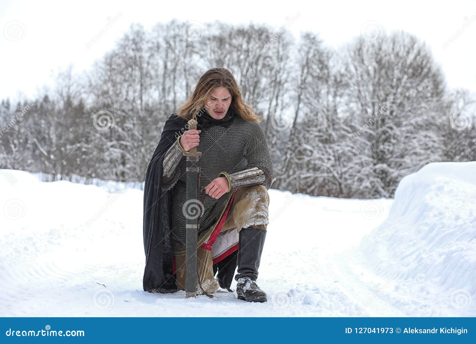 Defender the Young Warrior in Mail Armor Stock Image - Image of middle ...