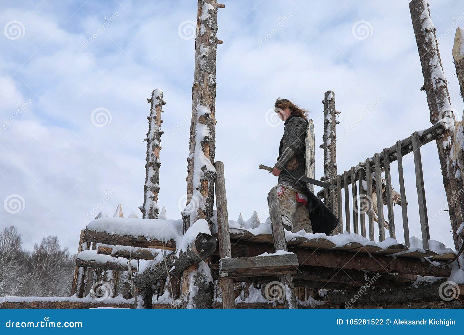 Defender the Young Warrior in Mail Armor Stock Photo - Image of ...