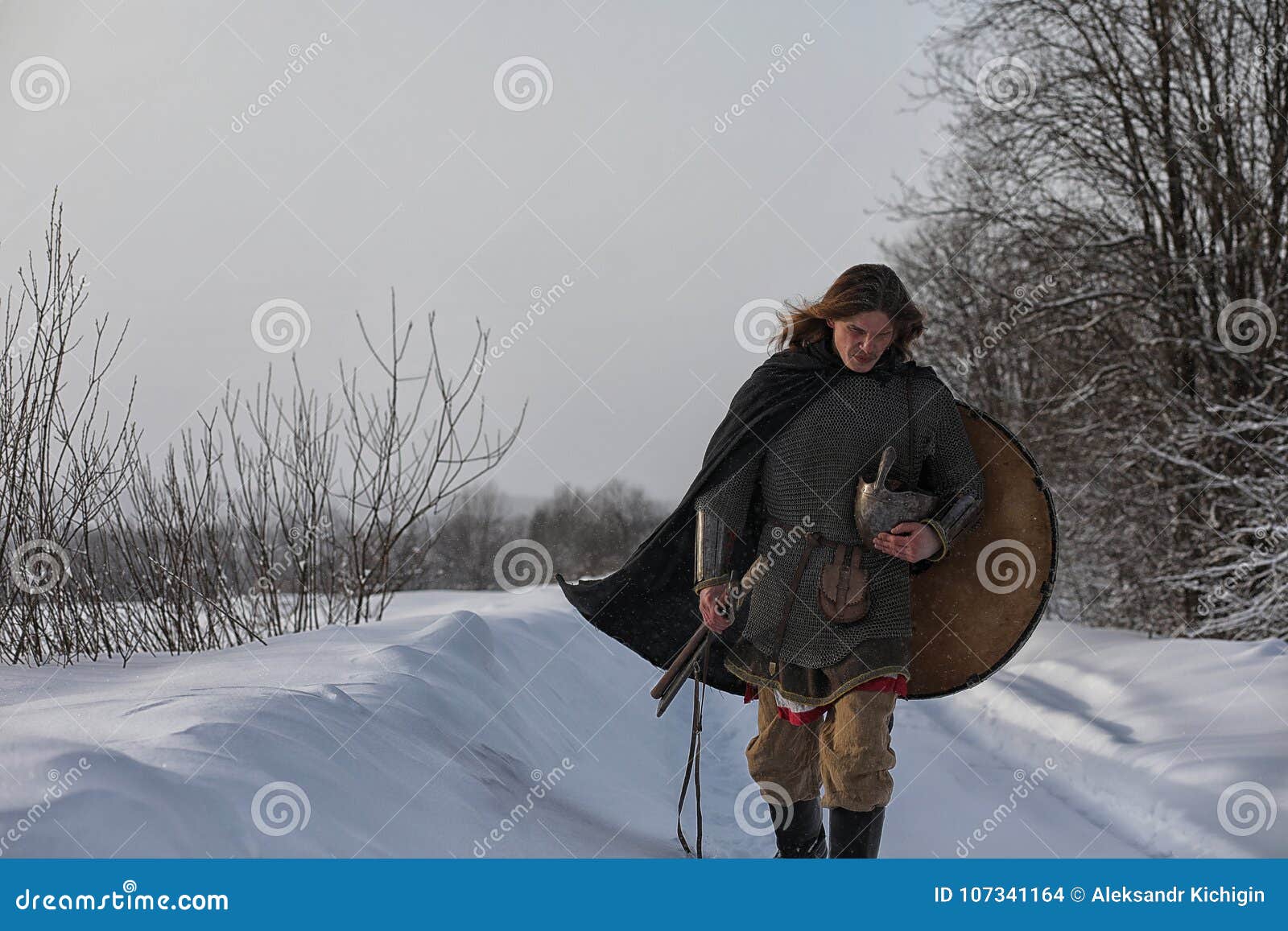 Defender the Young Warrior in Mail Armor Stock Photo - Image of ...