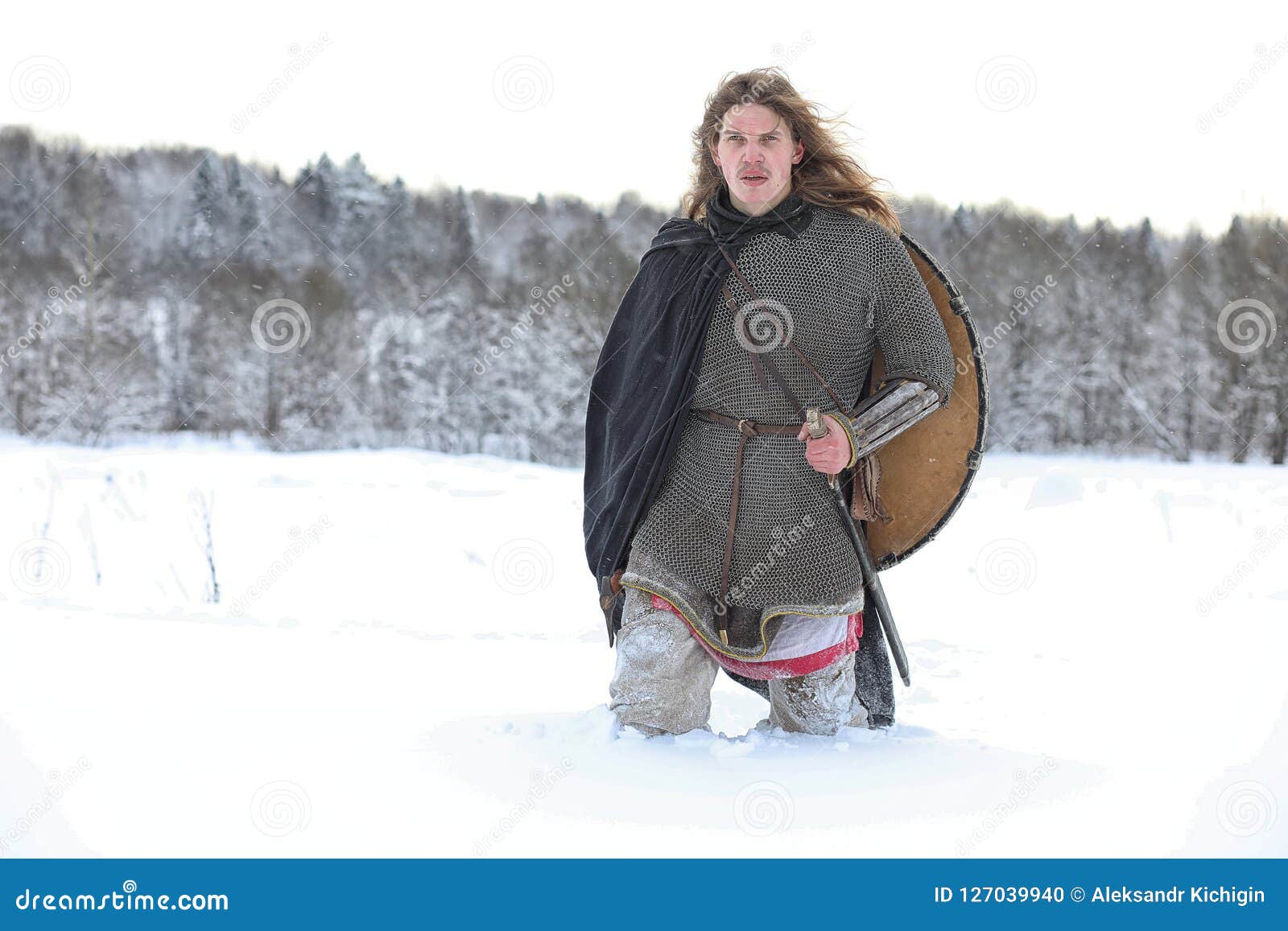 Defender the Young Warrior in Mail Armor Stock Photo - Image of patrol ...