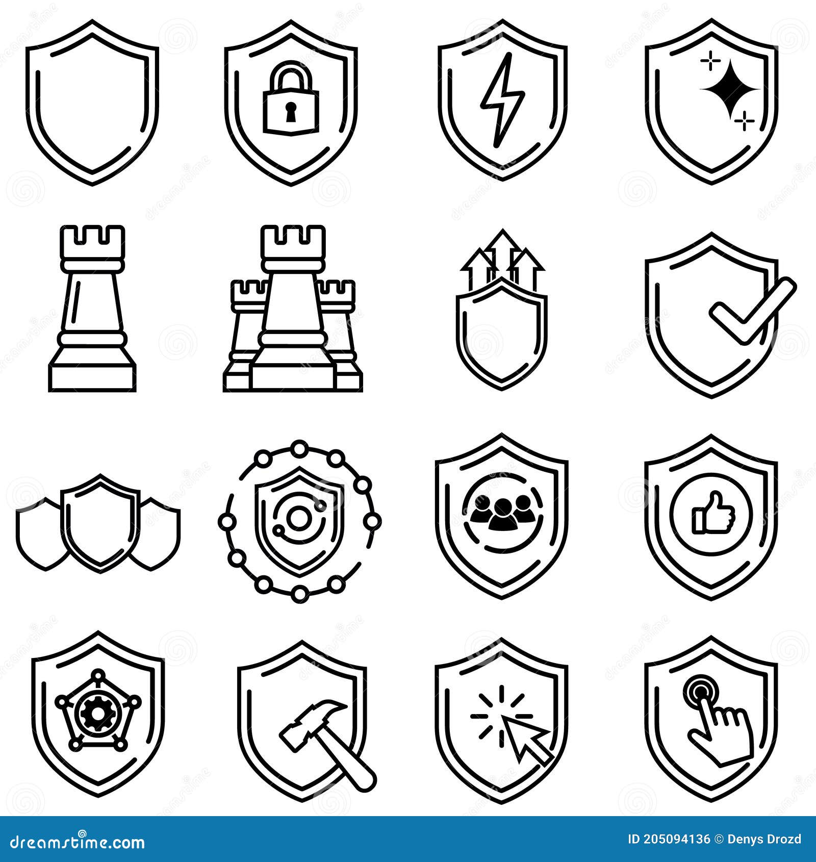 Defense Icon Vector Set. Computer Security Illustration Sign Collection ...