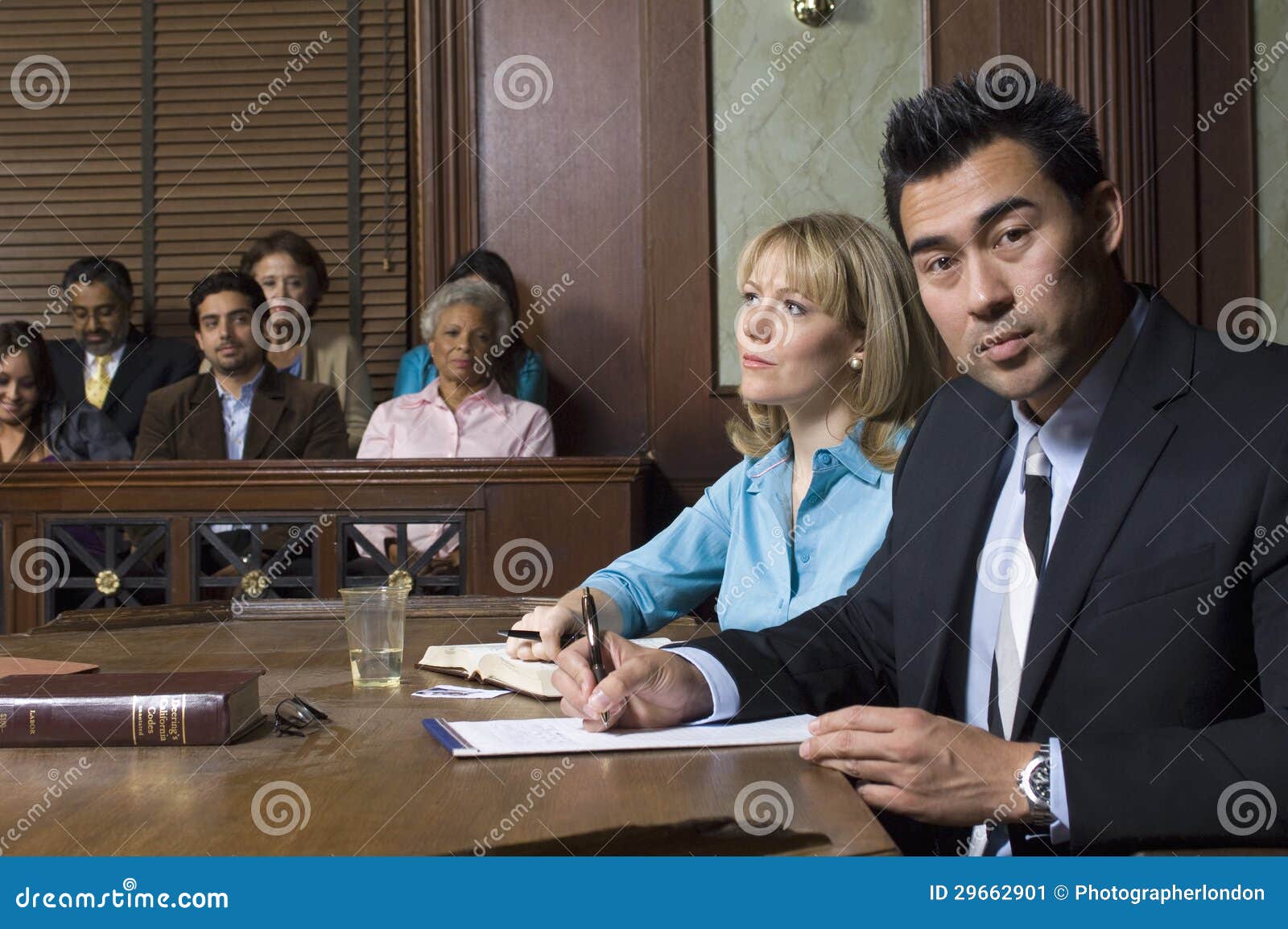 Defense Lawyer with Client in Court Stock Image - Image of asian ...