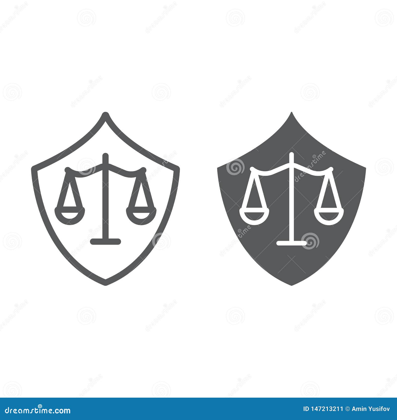 Defense Line and Glyph Icon, Law and Justice, Shield Sign, Vector ...