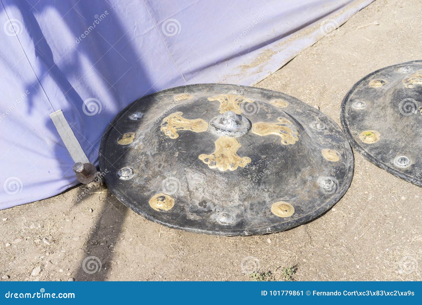 Defense, Medieval Shields Next To War Tent Stock Image - Image of ...