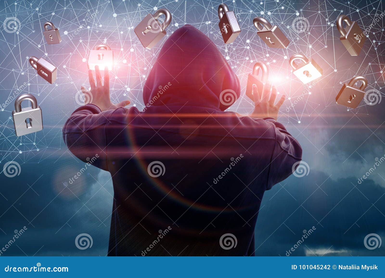 Defense System Protects Against a Hacker. Stock Photo - Image of attack ...