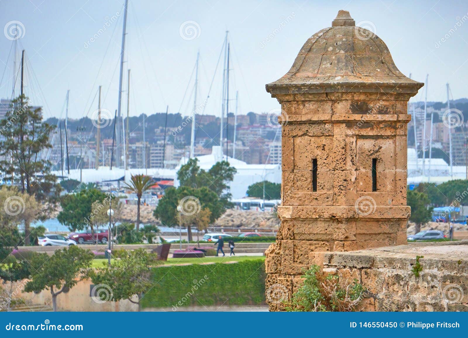 Defense Tower at the Medieval Port of Palma De Majorca Stock Photo ...