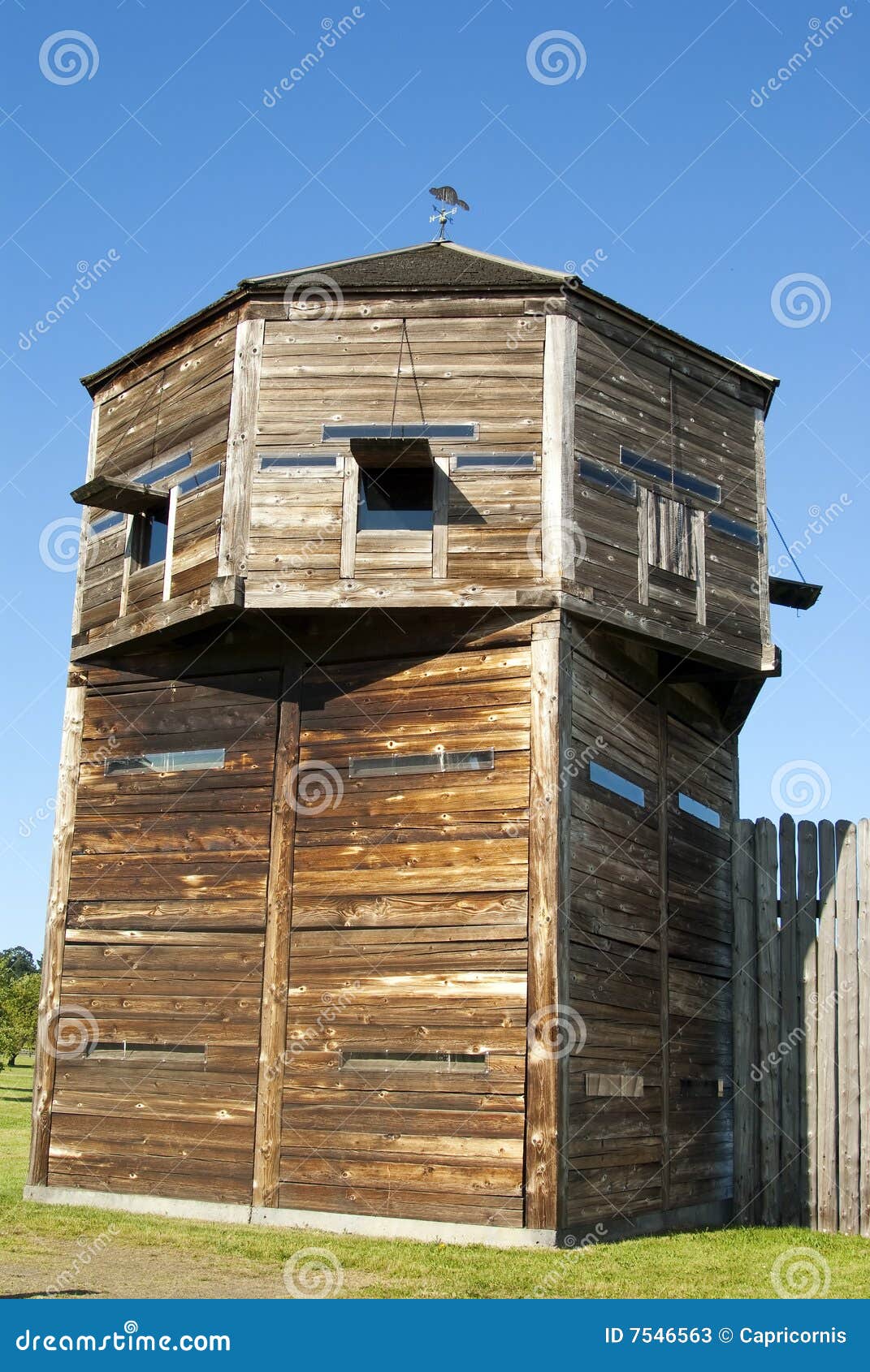 Defense Tower on a Pioneer Log Fortress Stock Image - Image of west ...