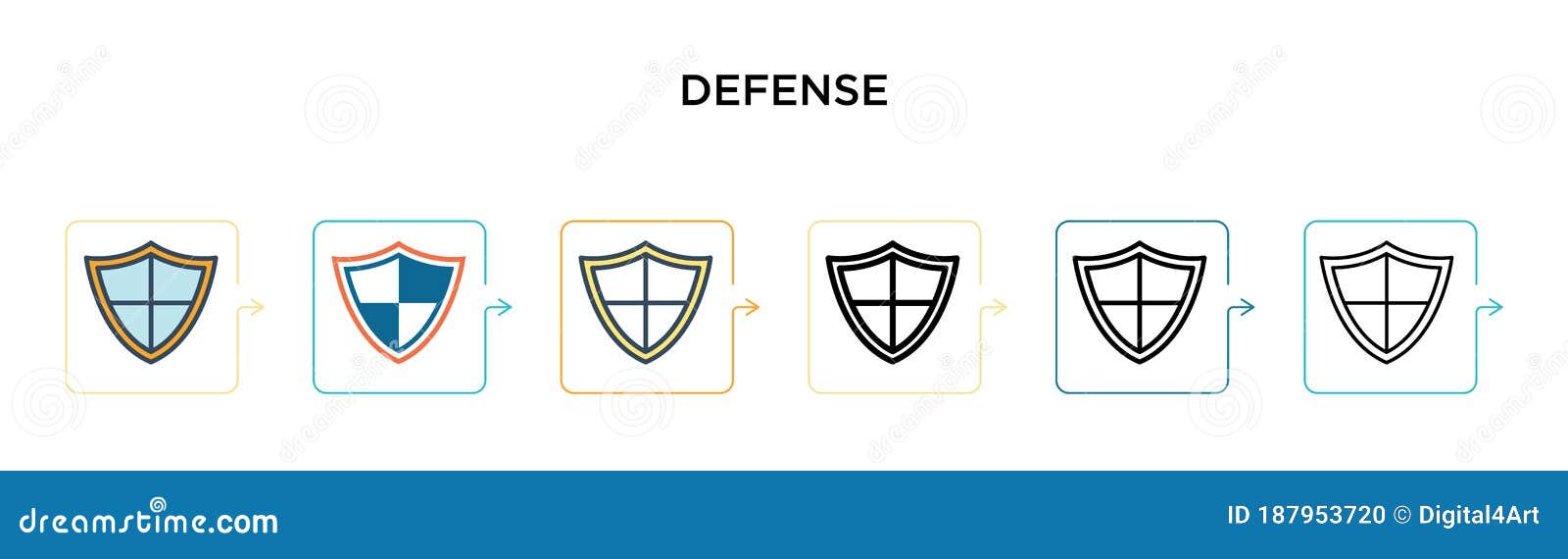 Defense Vector Icon in 6 Different Modern Styles. Black, Two Colored ...