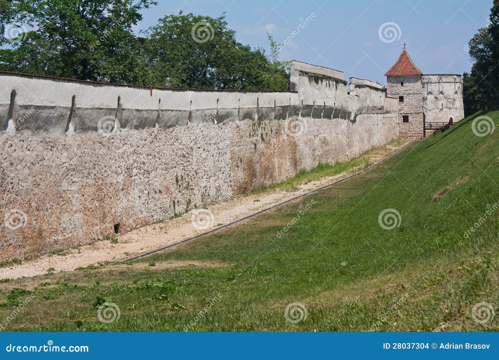 Defense wall with tower stock photo. Image of defense - 28037304