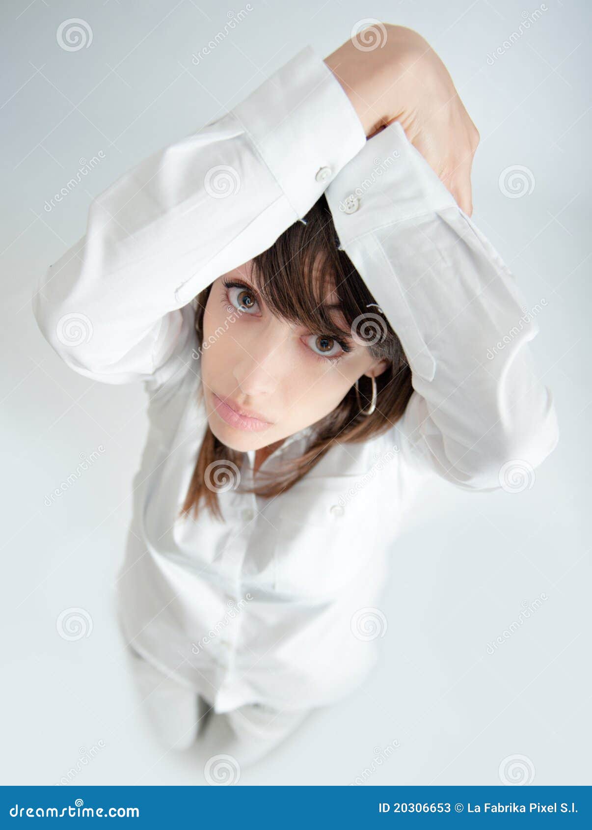 Defensive brunette stock image. Image of beautiful, caucasian - 20306653