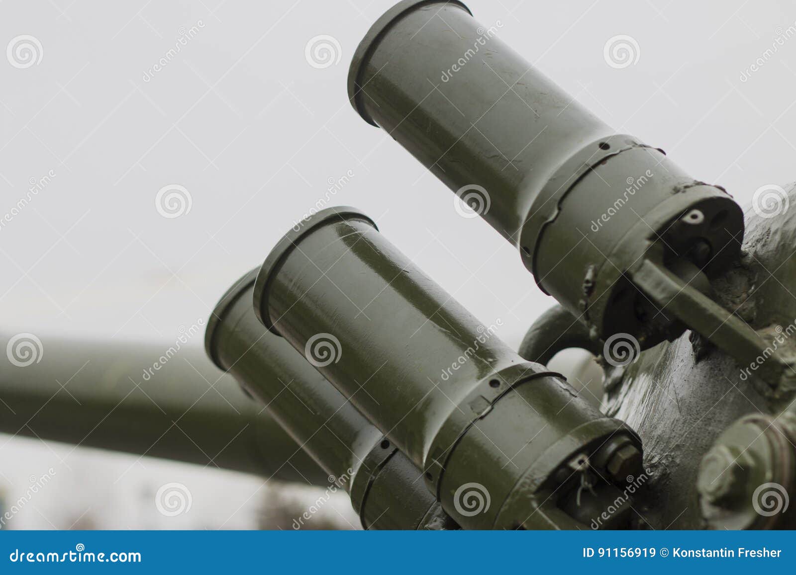 Defensive Huddle Smoke Bombs Placed on the Tank Turret Stock Image ...