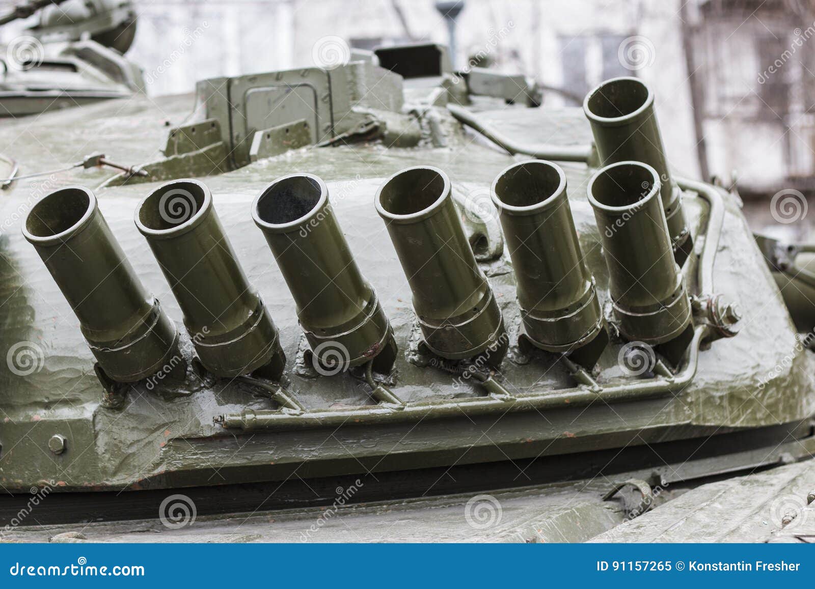 Defensive Huddle Smoke Bombs Placed on the Tank Turret Stock Image ...