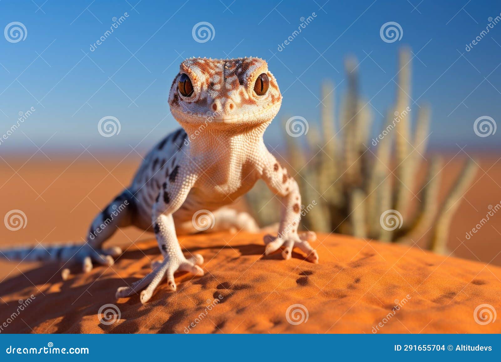 Defensive Posture of a Gecko Against Desert Background Stock Photo ...