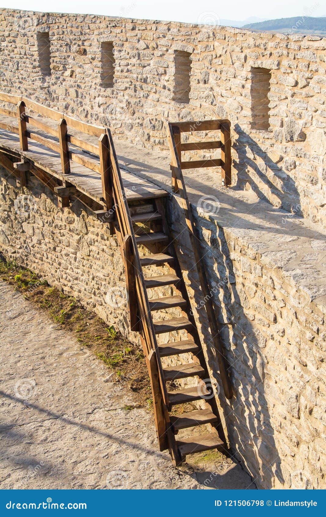 Defensive Stone Wall Construction Stock Photo - Image of rocks, sunny ...