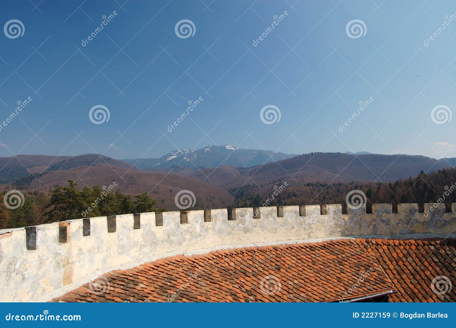 Defensive Wall and Mountains Stock Image - Image of peaks, rampart: 2227159