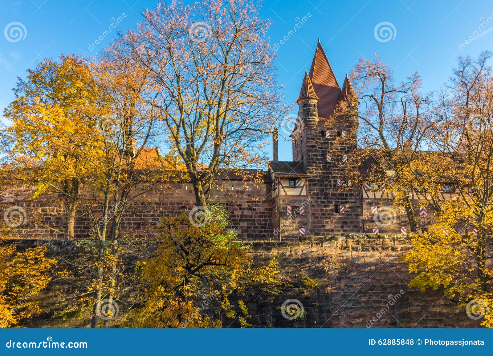 Defensive Wall,tower- Nuremberg-Germany Stock Photo - Image of sunny ...