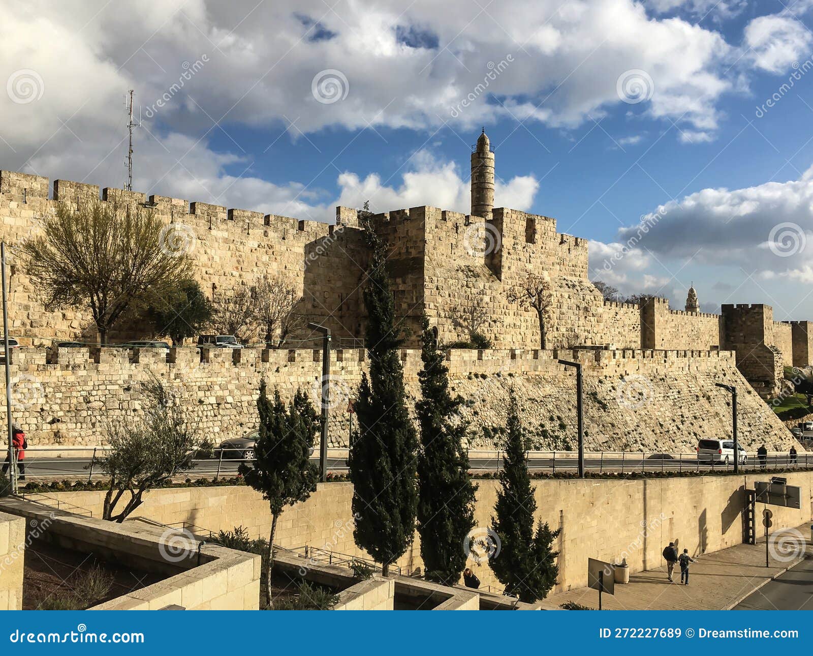 The Defensive Walls of Old Jerusalem Stock Image - Image of landmark ...