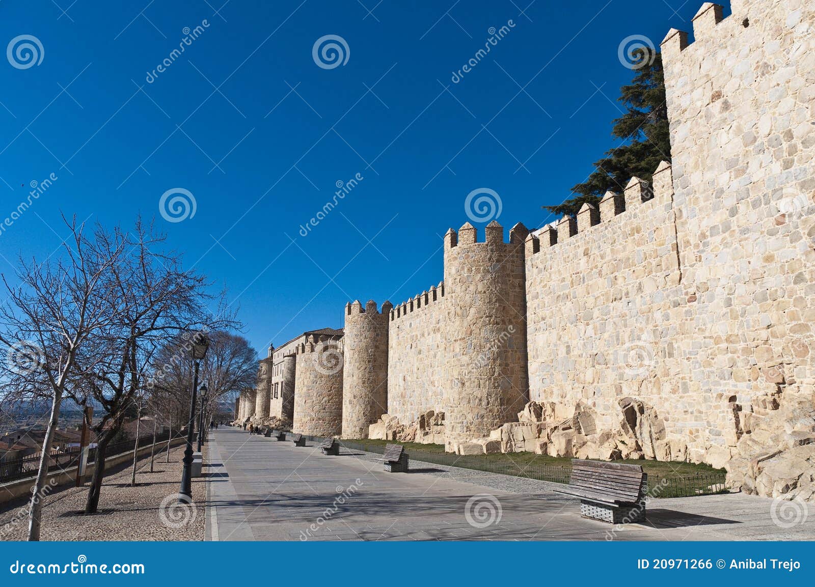 Defensive Walls Tower at Avila, Spain Stock Photo - Image of historical ...