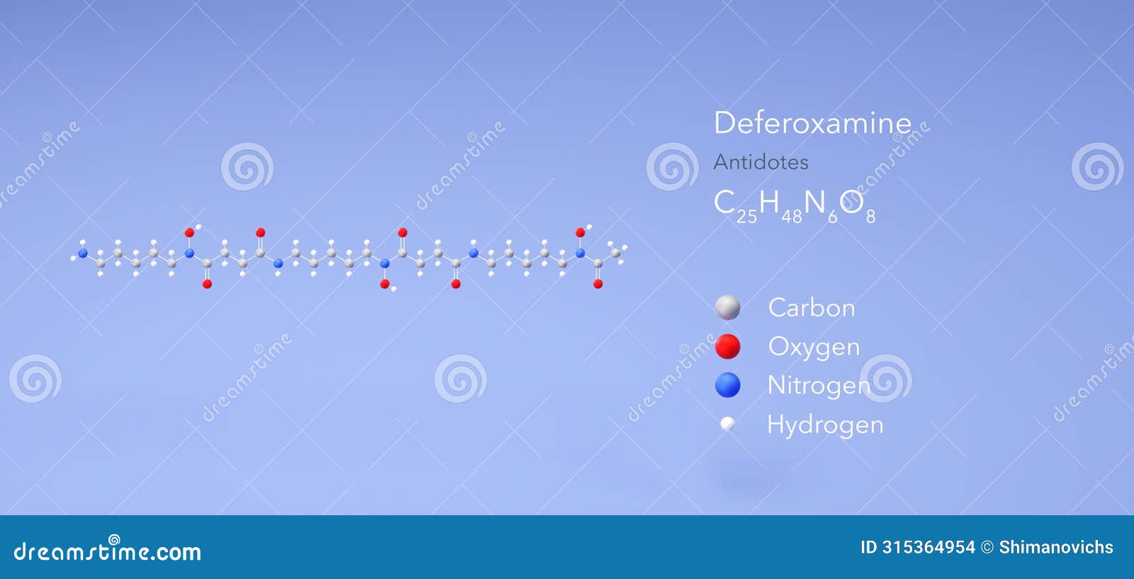 Deferoxamine Molecule, Molecular Structures, Antidotes, 3d Model ...