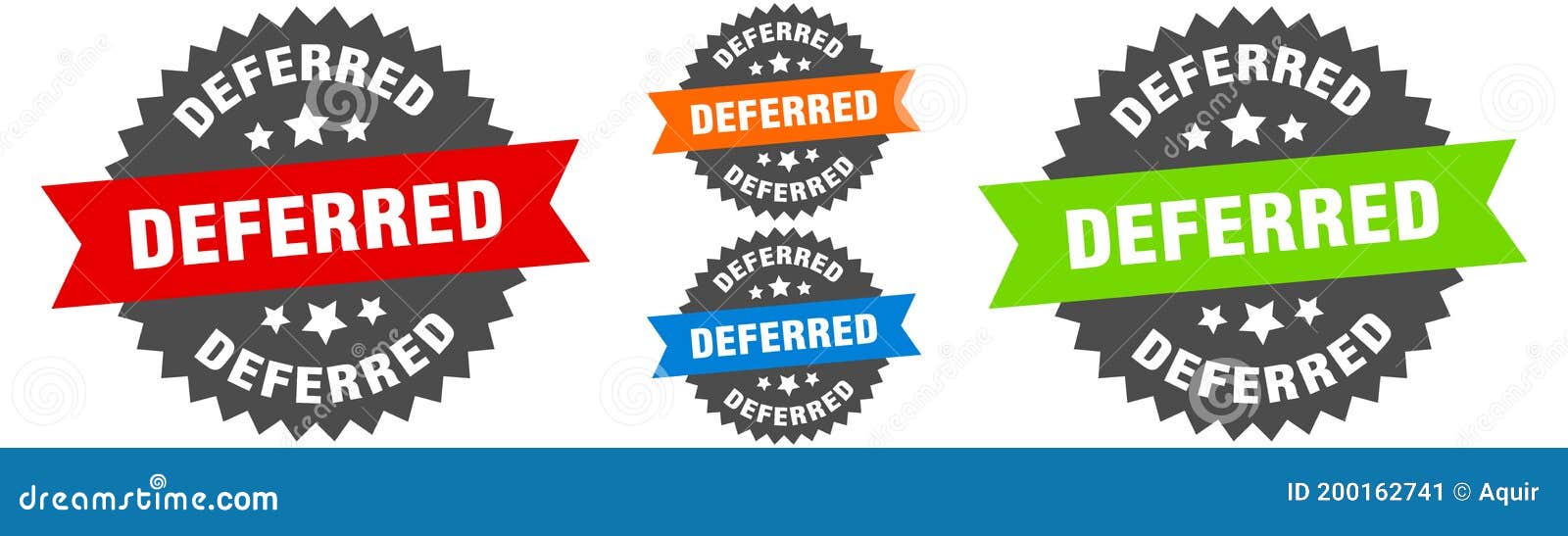 Deferred Sign. Round Ribbon Label Set. Seal Stock Vector - Illustration ...