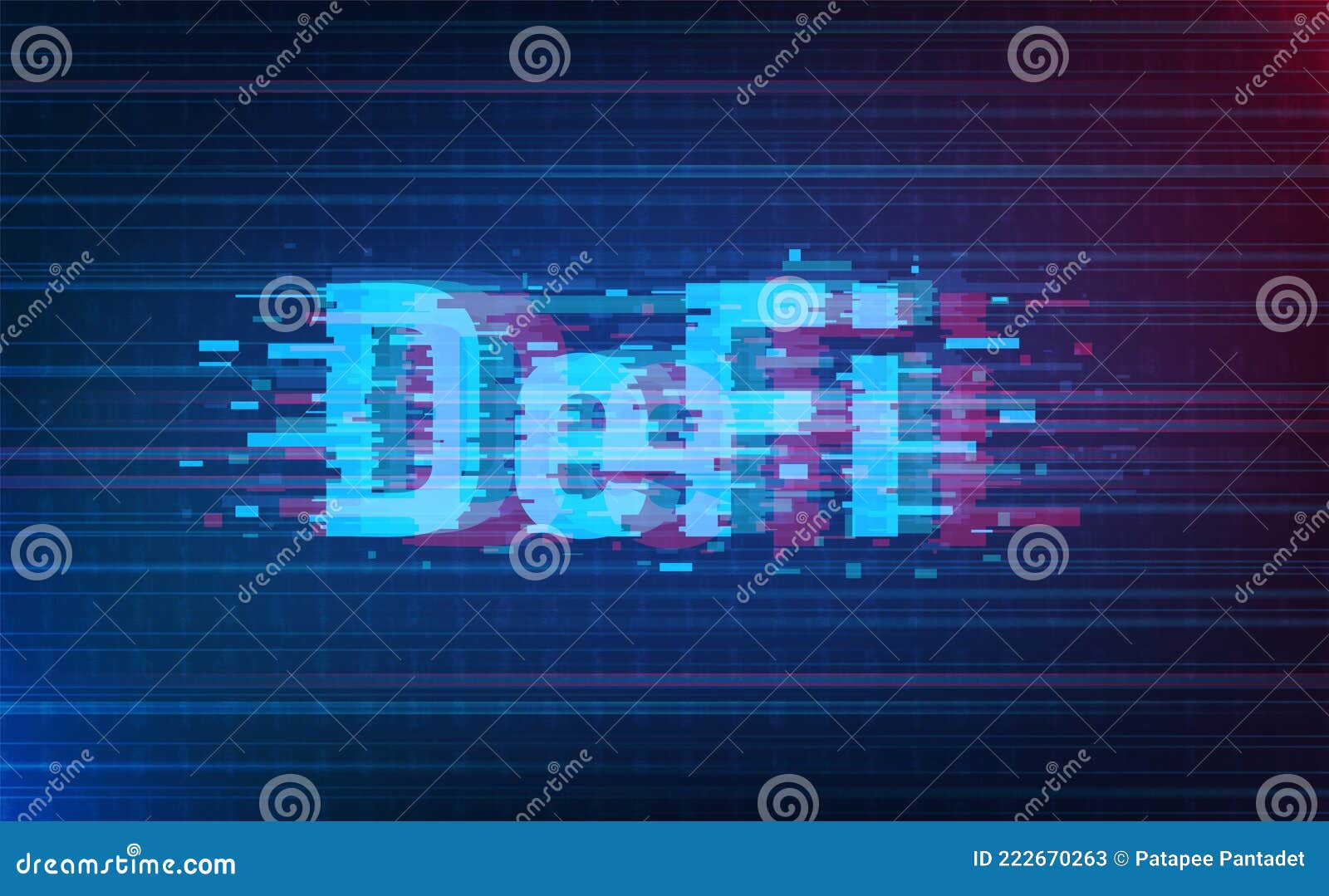 Defi Crypto Currency Glitch Style on System Background.Futuristic ...