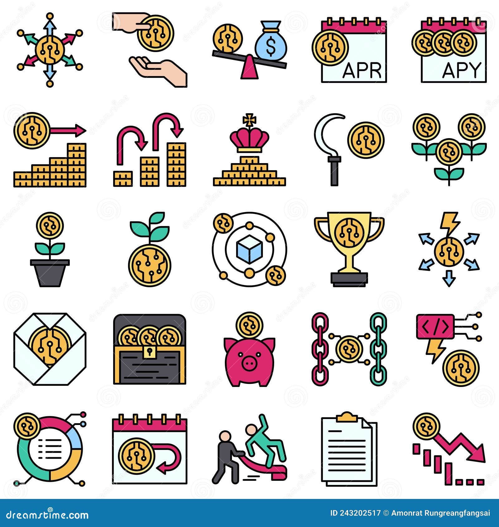 DeFi Filled Icon Set, Vector Illustration Stock Vector - Illustration ...